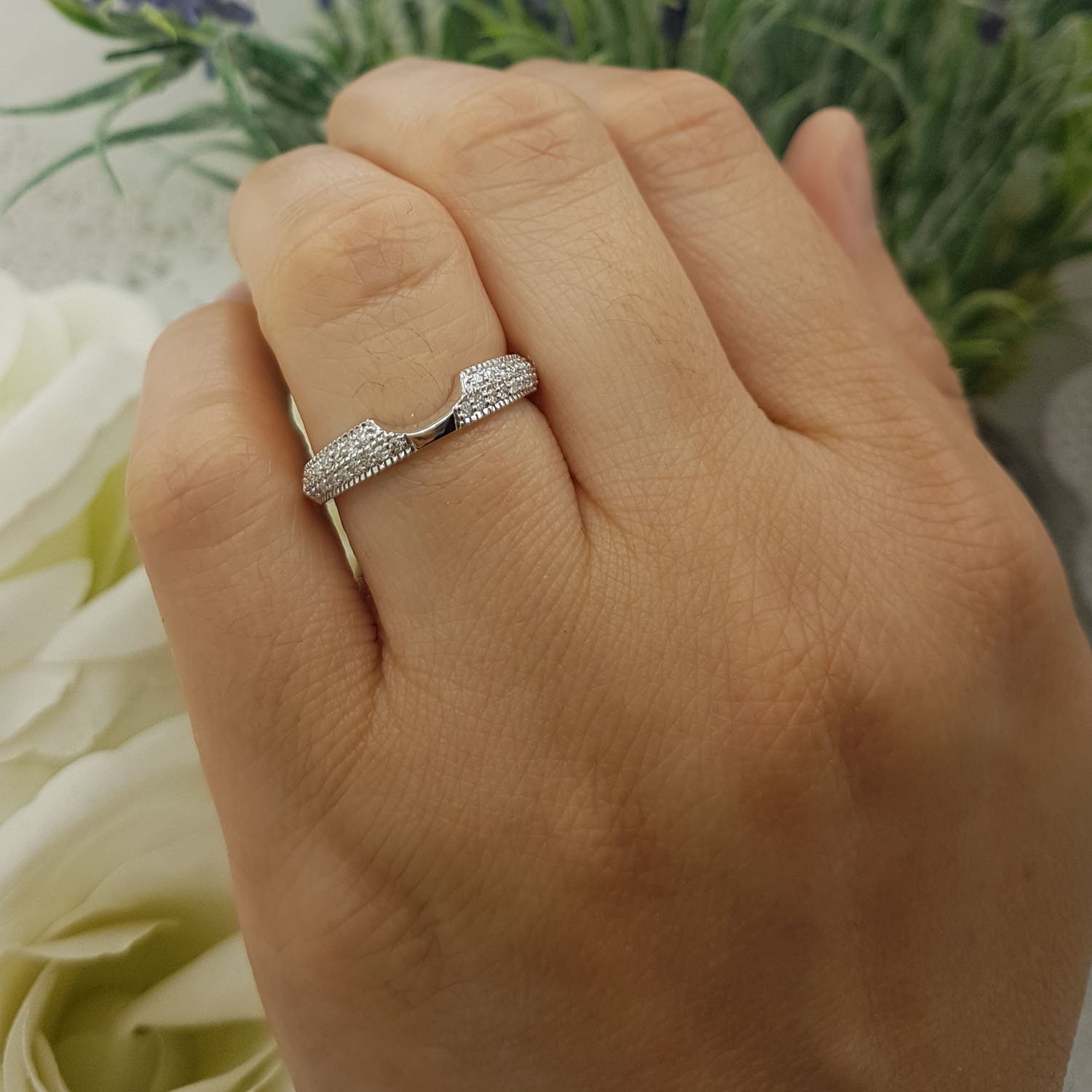 Dazzlingrock Collection 0.25 Carat (Cttw) 14K Round Diamond Women Wedding Enhancer Ring Guard Ring 1/4 CT, White Gold, Size 8