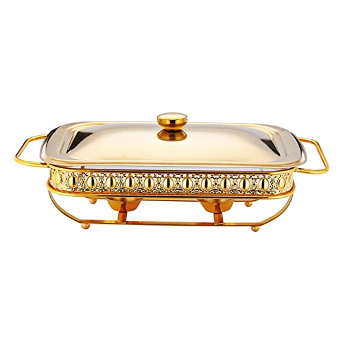 NOGRAX Chafing Dish Buffet Set, Stainless Steel Buffet Servers and Warmers for Party Catering, Complete Chafer Set with Water Pan, Aureate Tray (Color : Aureate)