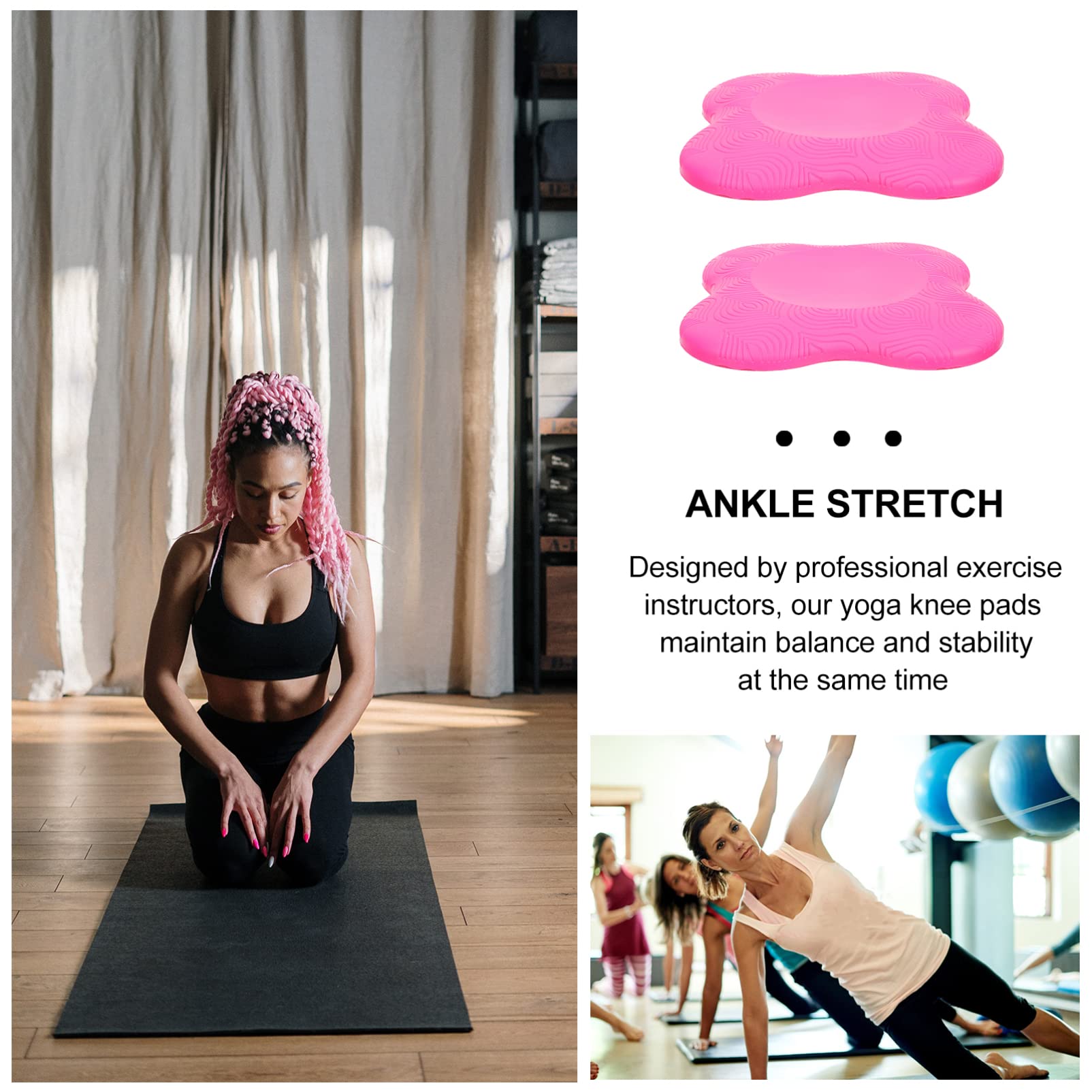 GAFOKI 2pcs Pads Plank Household Foam Support Multi-Function Red Accessory Rose Sports Hands Anti Kneeling Wrist Workout Slip Mat Yoga Knee Meditation Comfortable Pilates Elbows Cushion