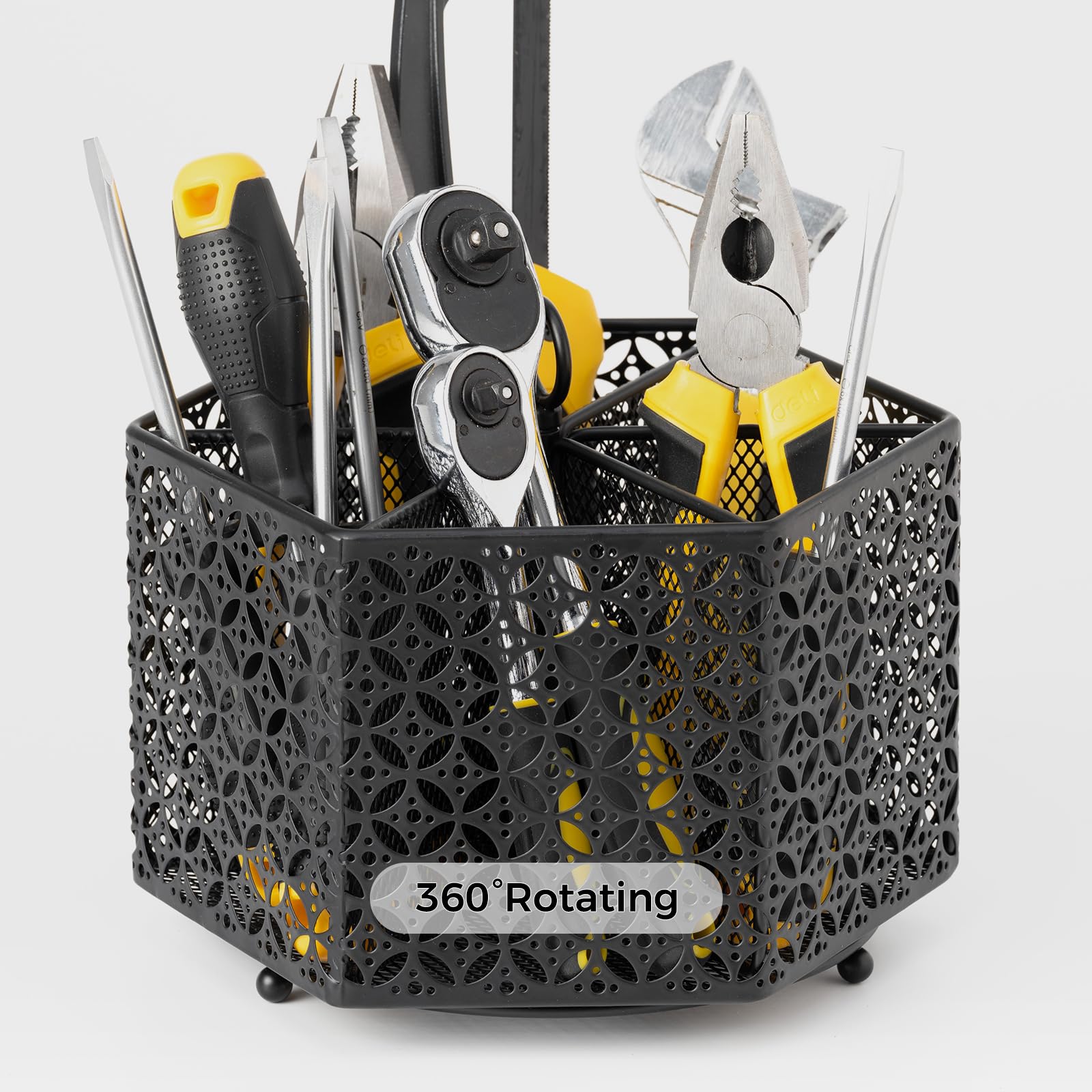KAFAHOM 360° Rotating Tool Organizer,Small Repair Tool Storage Rack for Desktop Workbench,Hand Tool Stand Holder,Tool Caddy for Wrenches, Pliers, Tweezers, Scissors, Calipers, etc