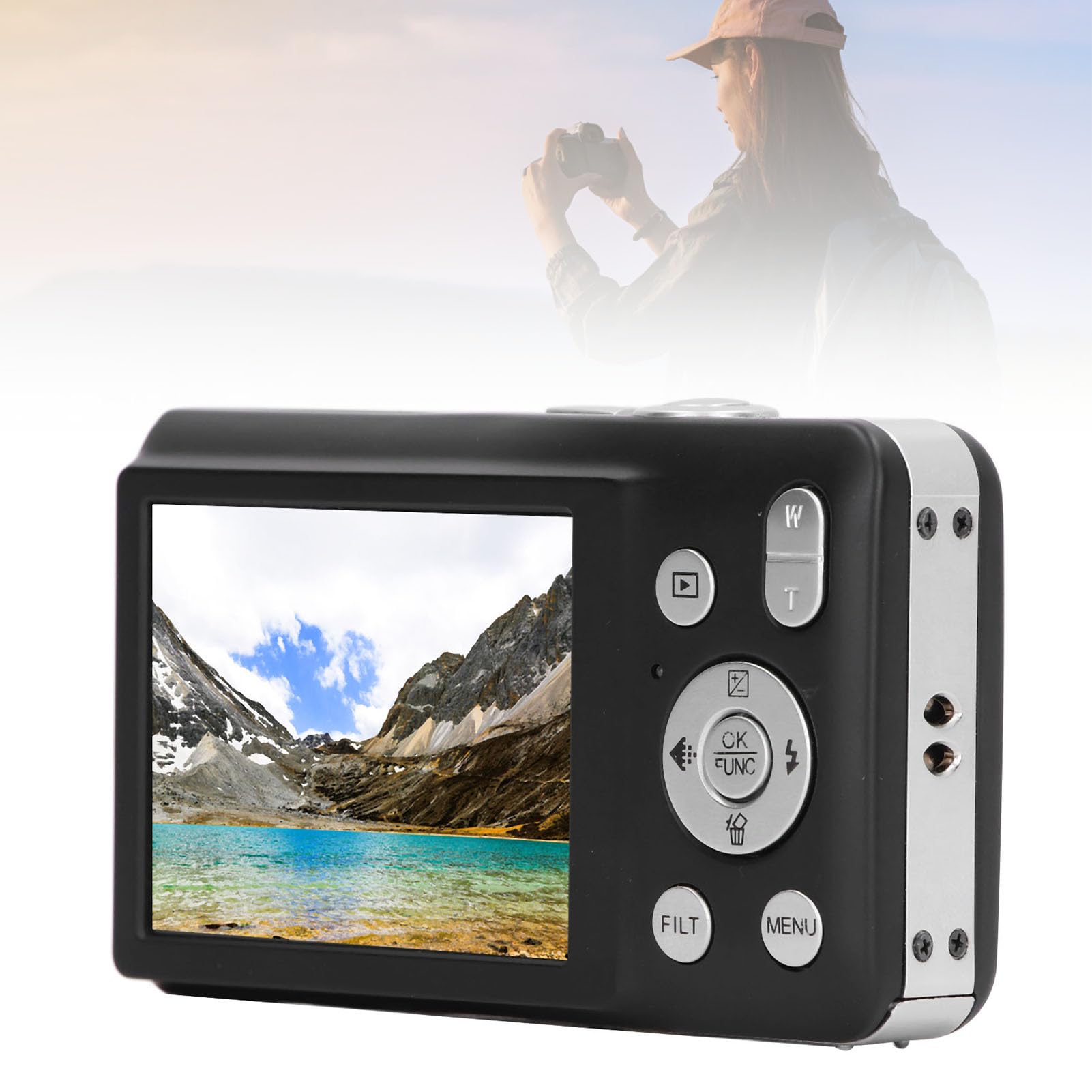 Digital Camera, FHD 8K 68MP Vlogging Camera with 2.7 inch HD Screen, 16X Digital Zoom, Portable Video Camera for Travel, Compact Point and Shoot Camera for Student, Beginner