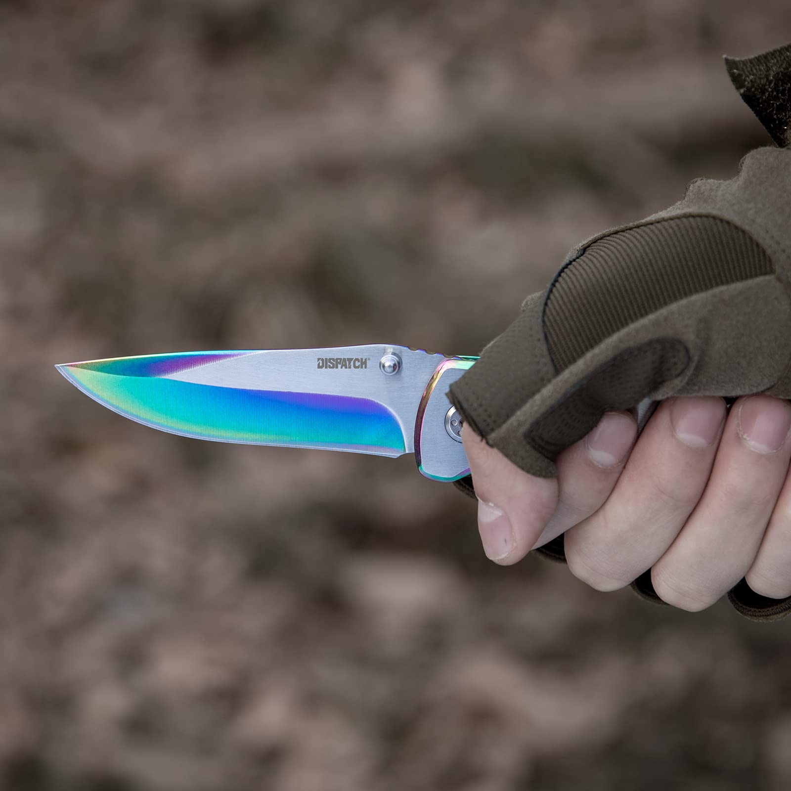 Dispatch Folding Pocket Knife with Stainless Steel Brushed Blade, Steel Handle, Liner Lock for Survival, Hunting, Tactical, Outdoor Camping EDC Tool
