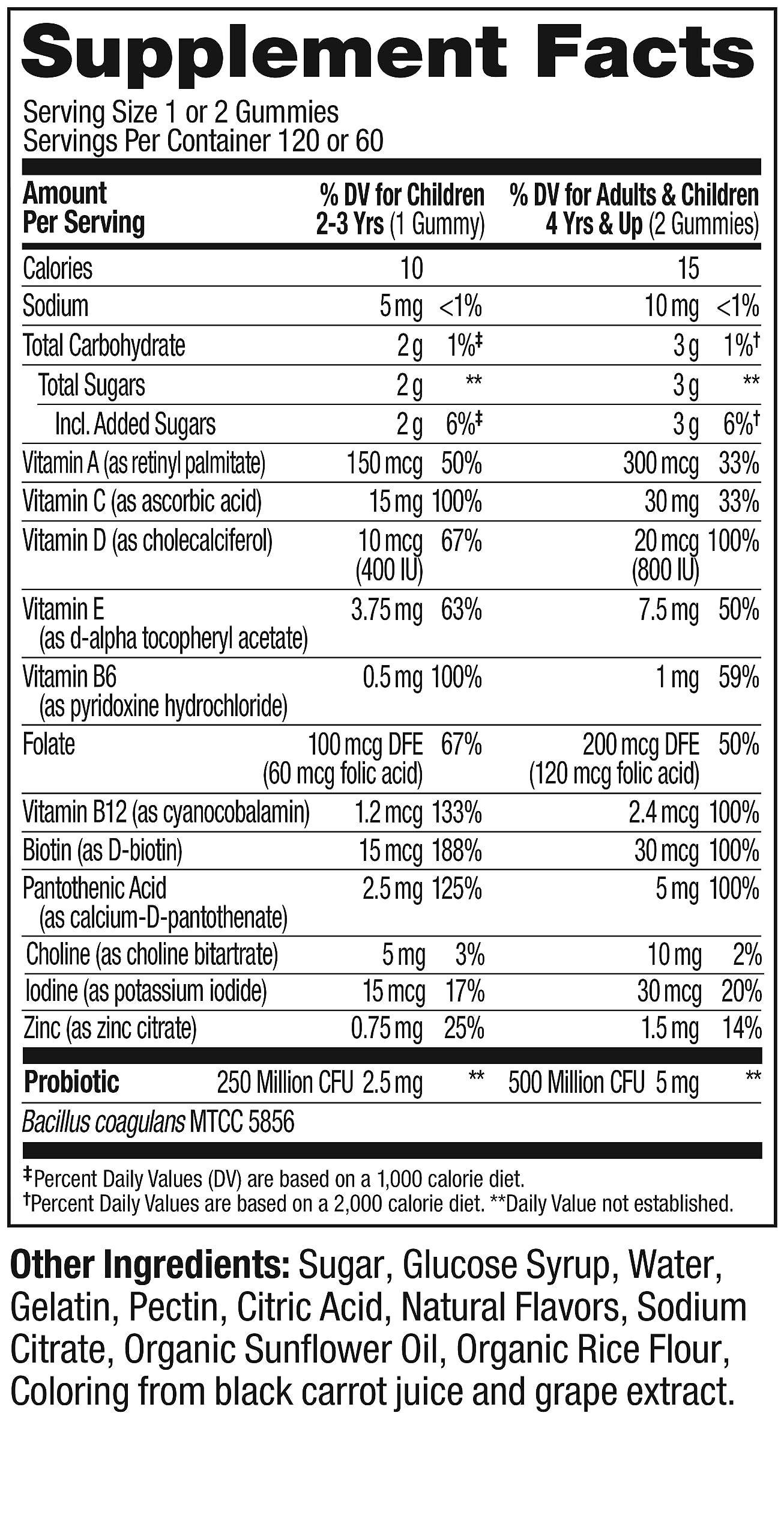 OLLY Kid's Multivitamin + Probiotic Gummy, Vitamins A, C, D, E, B, Zinc, Digestive Support, Chewable Supplement, Berry Flavor, 60 Day Supply - 120 Count Pouch