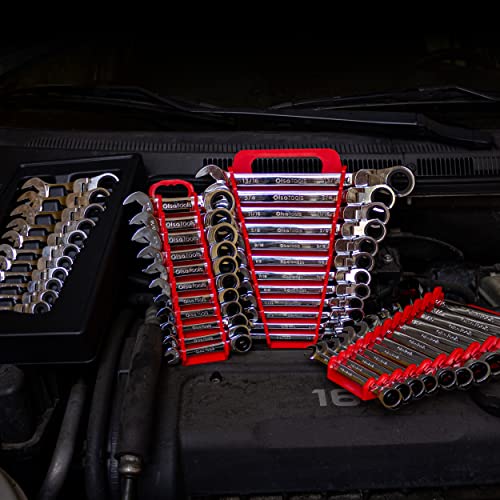 Olsa Tools Stubby Ratchet Wrench Set (SAE 11pc) | 6-Point Box End Ratchet Wrenches Set | 120 Tooth Ratcheting Wrench Sets | Works on Stripped and Rounded Bolts | Professional Grade Spanner Wrench