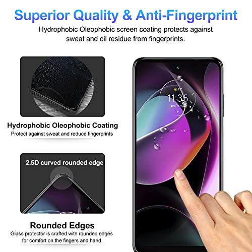 TQLGY 3 Pack Screen Protector for Motorola Moto G 5G 2022 with 2 Pack Camera Lens Protector, Tempered Glass Film, 9H Hardness - HD - Bubble Free - Anti-Scratch - Easy Installation