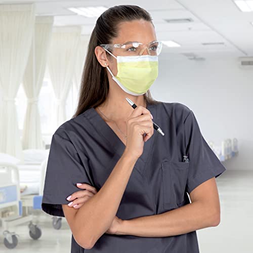 HALYARD FLUIDSHIELD 1 Disposable Procedure Mask w/SO Soft Lining and SO Soft Earloops, Yellow, 25867 (Box of 50)