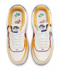 Nike AIR Force 1 Shadow White/Yellow/RED/Green CI0919 118 Women's Size 9.5 KC