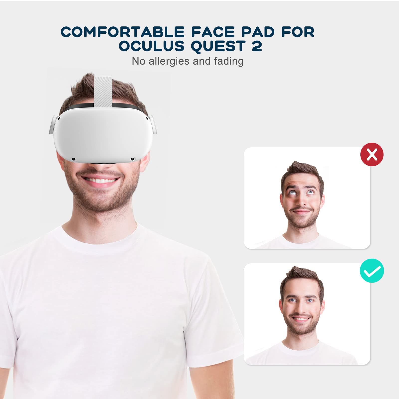 Eyglo Facial Interface and Light Blocker Lens for Oculus/Meta Quest 2 -Anti Scratch Silicone Ring,Comfort PU Leather Foam Face Pad