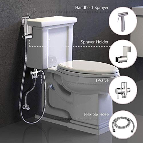 Handheld Bidet Sprayer for Toilet, 7/8" Stainless Steel Adjustable Pressure Bidet Faucet Diaper Sprayer Set with Hose Attachment for Bathroom