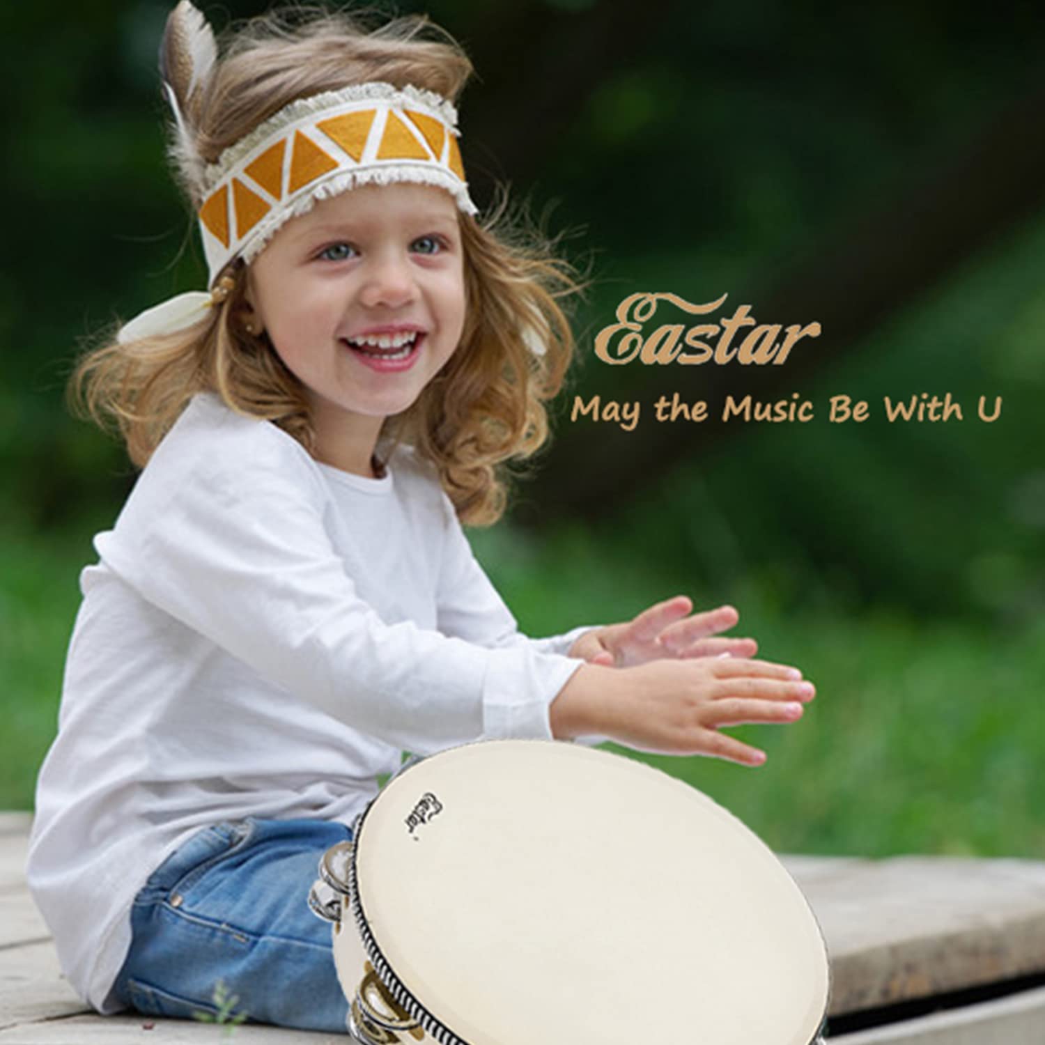 Eastar Kids Accordion Toy & Tambourine 10" Double Rows Jingle