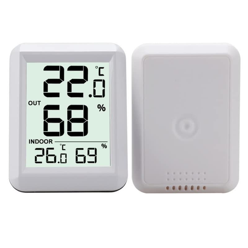 LNYHLXS Indoor and Outdoor Temperature and Humidity Meter Household Dry and Wet Digital Display Room Temperature Table