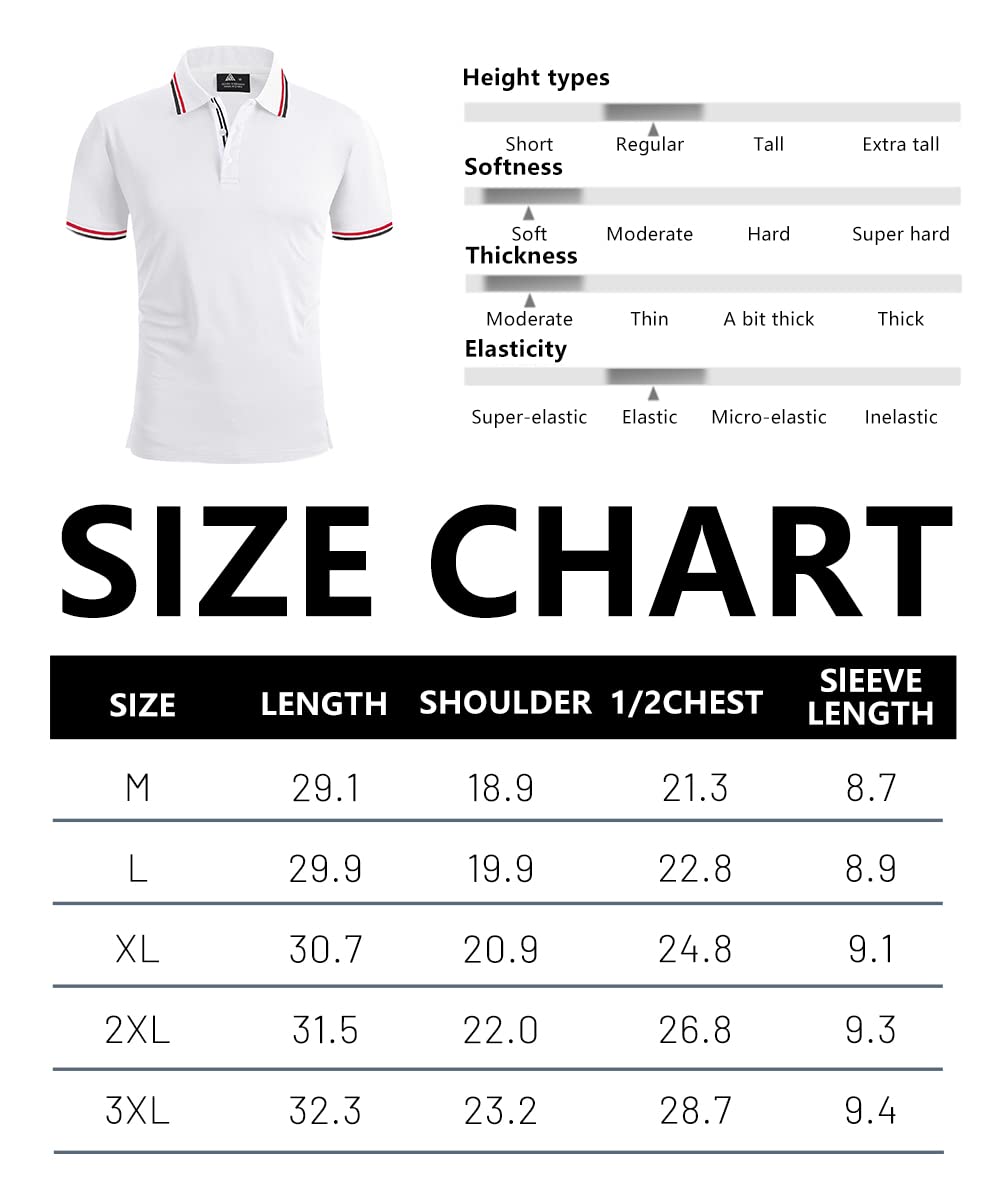 GEEK LIGHTING Polo Shirts for Men Short Sleeve Summer Causal Collared Golf Tennis T-Shirt,White XL