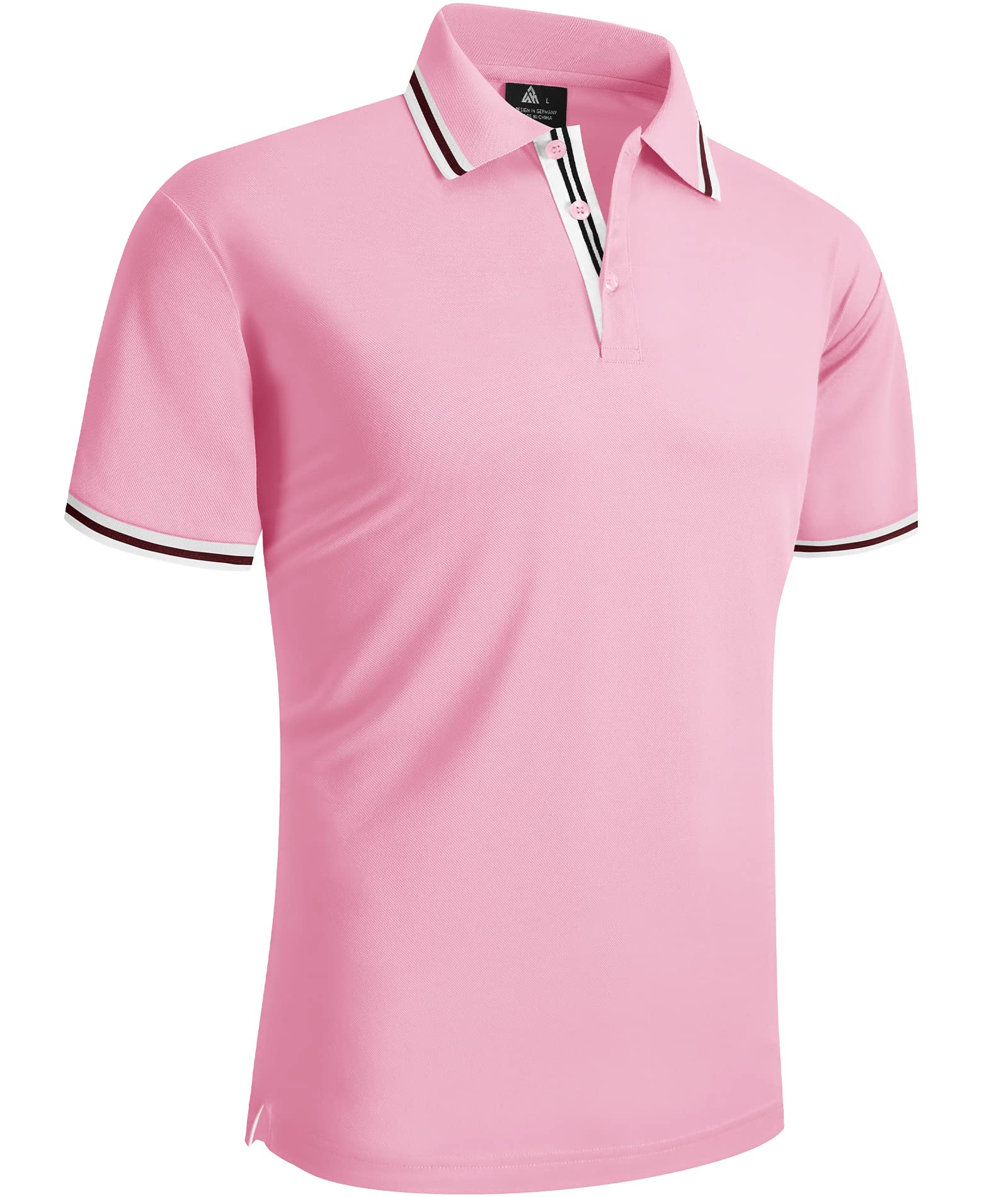 GEEK LIGHTING Polo Shirts for Men Short Sleeve Summer Causal Collared Golf Tennis T-Shirt,Pink M