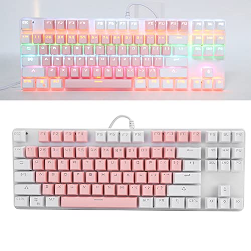 GOWENIC Green Axis Mechanical Keyboard, Gaming Keyboard, Computer Supplies, USB Wired Backlight Double Color 87 Button Count, for Laptop, Desktop, Computer, PC, Ergonomic Design