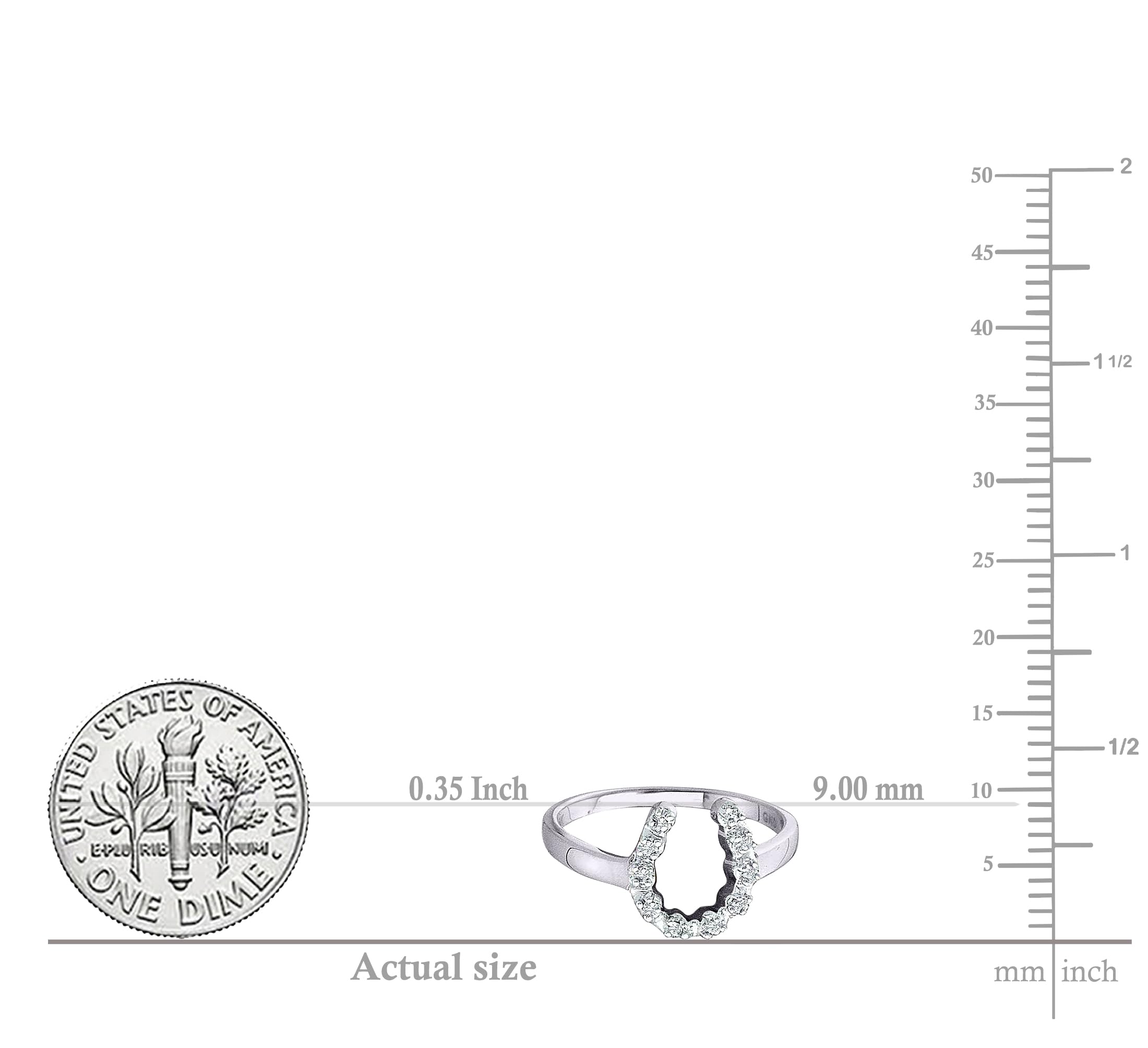 Dazzlingrock Collection 10kt White Gold Womens Round Diamond Simple Lucky Horseshoe Ring 1/20 ctw, Size 9