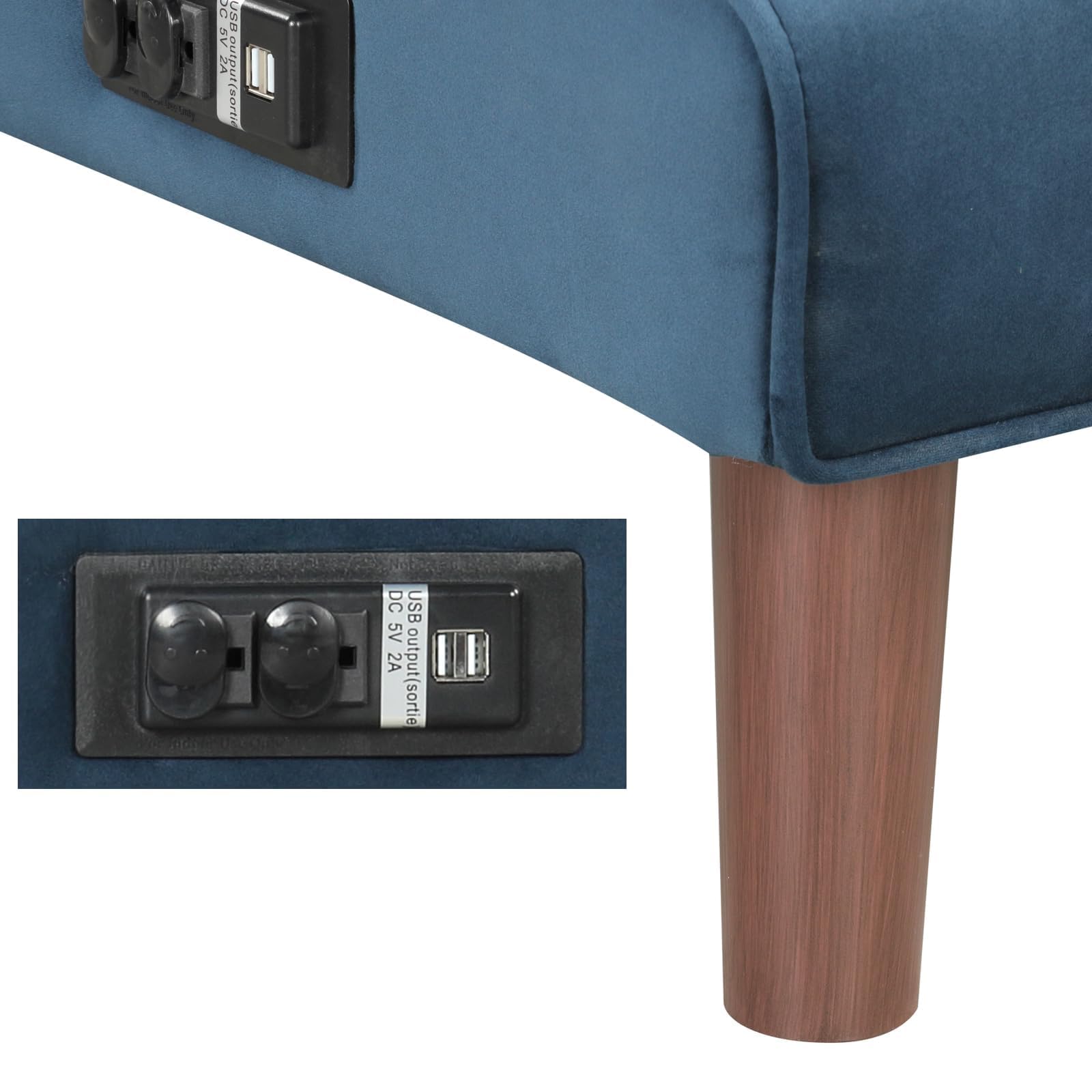 KAIRUITUCH Convertible Futon Sofa Bed Twin/USB, Foldable Loveseat Futon Couch Adjustable Backrest,2 Pack Small Sleeper Sofa for Living Room, Small Space, Apartment, Blue Fabric, 305BL1-BL1USB