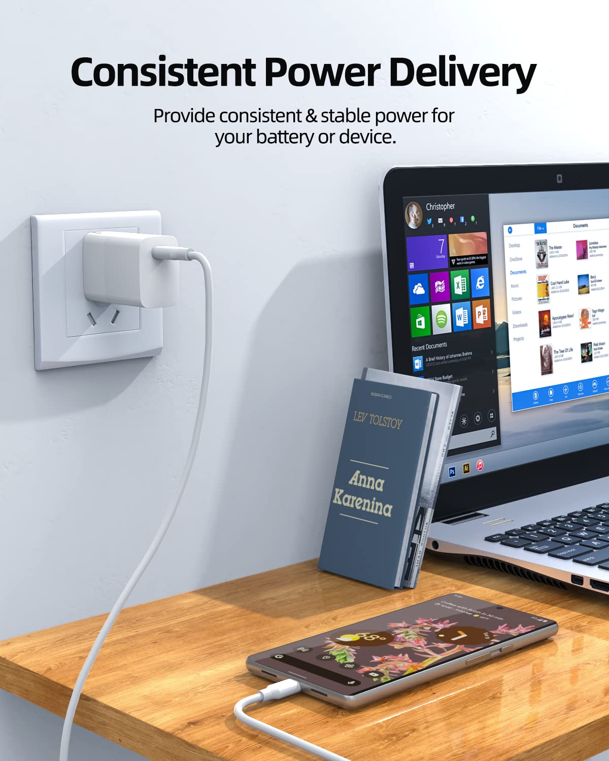 Foldable 20W Fast Charging for Google Pixel Charger- (Compatible with Pixel 8 8 pro 7 7a 7 Pro 6 6a 6Pro 5 5a 4a 4 3 3a 2 XL 2XL 3XL 4XL and 6Ft Charging Block Cable Power Cord) (White)
