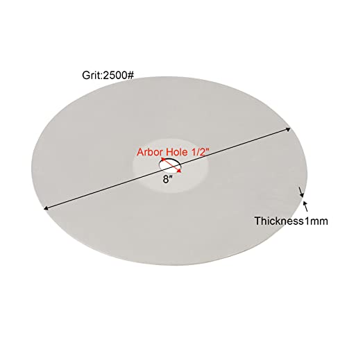 DZQ 3Pcs Diamond Grinding Wheel Disc Arbor Hole 8" x 1/2" Abrasive Lap 1000/1200/2500 Grit for Cutting or Sanding Stone and Glass