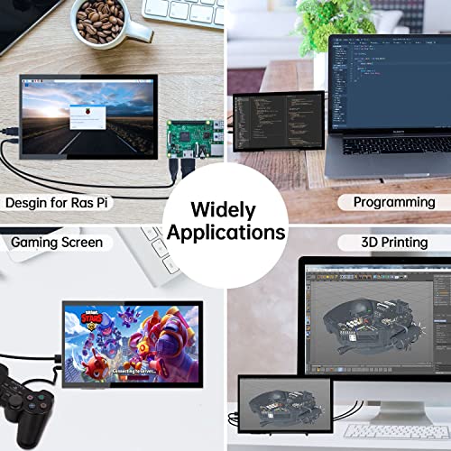 HAMTYSAN Raspberry Pi Screen, 10.1 Inch Touchscreen Monitor 1024x600 Small HDMI Monitor w/Stand, IPS LDC Screen Display for Raspberry Pi 400/4/3/2/Zero/B/B+ Jetson Nano Win11/10/8/7