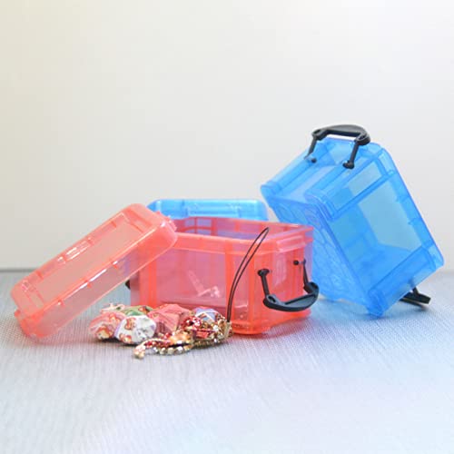 KUFptva Small Plastic Box with Locking Lid Mini Organizer Container Case for Jewelry Beads Small Crafts Items Home Organization, 8.7*6.5*5.2CM