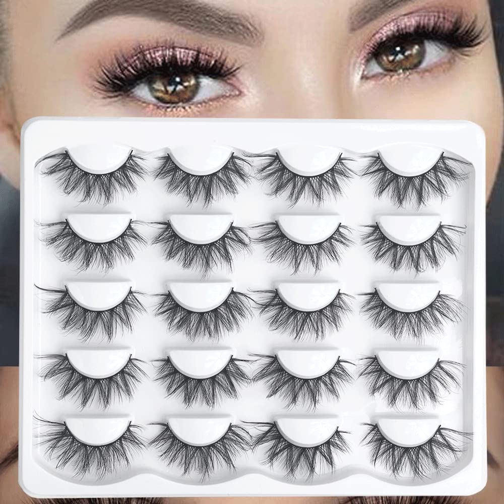 False Eyelashes Russian Strip Lashes Manga Lashes 10 Pairs of Natural Matte False Eyelashes