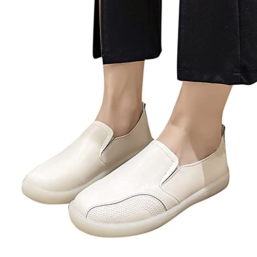 FASDNENDYS Fashion Summer and Autumn Women Casual Shoes Flat Soft Bottom Solid Color White and Comfortable Summer Sandals