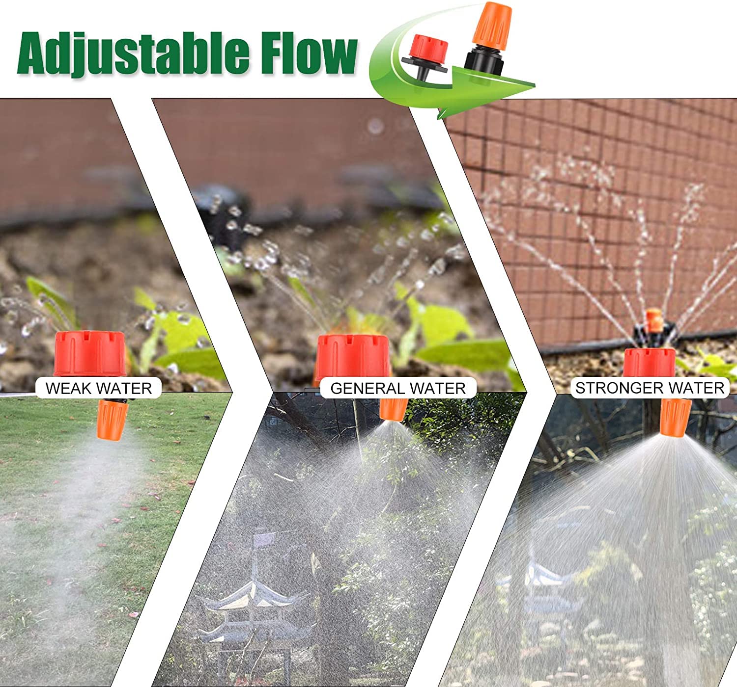 Drip Irrigation Kit,164FT 200 Pcs Garden Irrigation System 1/4" Blank Distribution Tubing Watering Drip Kit Automatic Irrigation Equipment for Garden Greenhouse, Flower Bed,Patio,Lawn (Green)