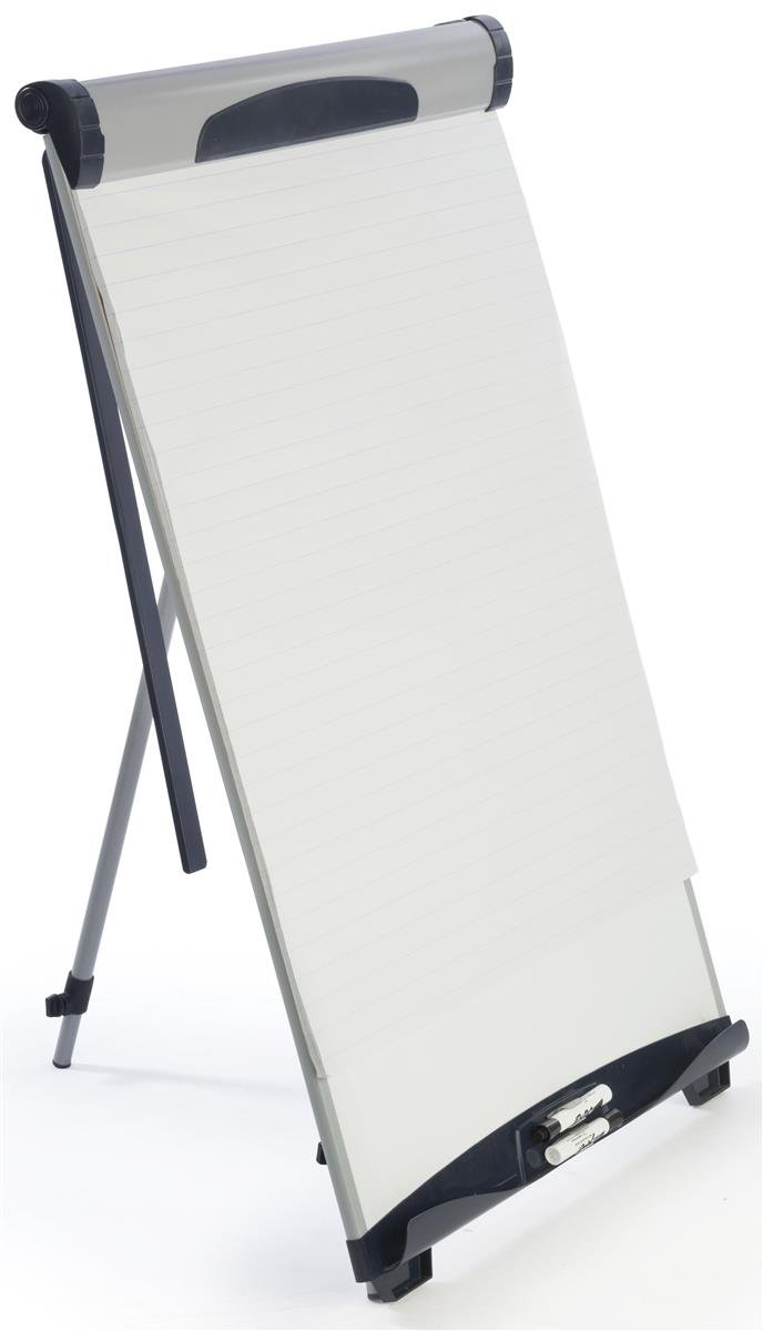 Displays2go Dry Erase Tripod Easel, 26" x 37" Magnetic White Board, Height Adjustable (AWBE24ST)
