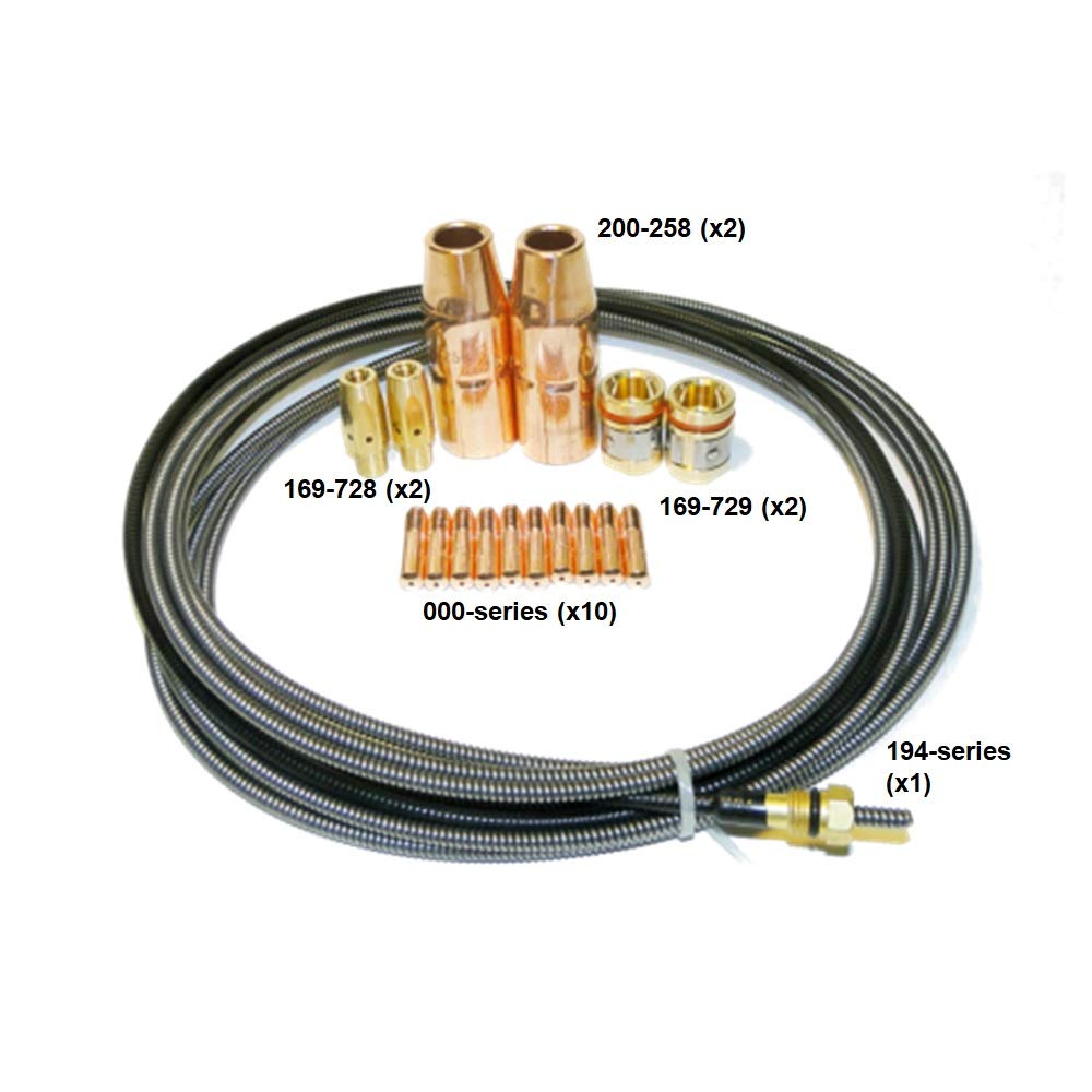 WeldingCity MIG Welding Gun .030" Accessory Kit M36L (Contact Tip-Gas Nozzle-Gas Diffuser-Wire Liner) for Miller MIGmatic M-series M-25/M-40 and Hobart MIG Guns