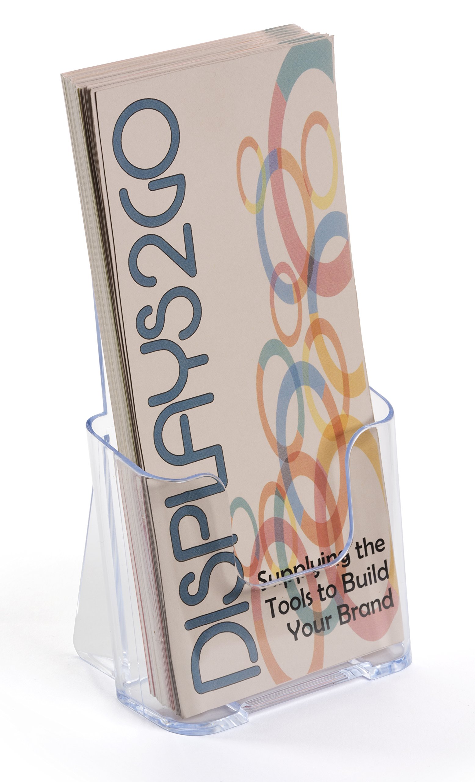 Displays2go Flyer Holders, Clear Molded Plastic Brochure Racks for 4 x 9 Inches Content - Countertop Literature Stand Can Be Wall Mounted (LDTK40)