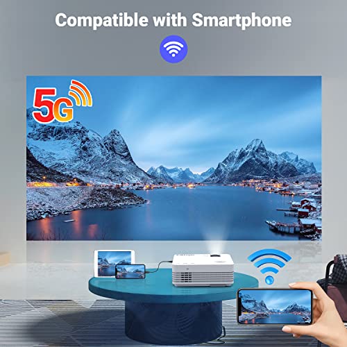 Faltopu Native 1080P Projector, Projector With WiFi and Bluetooth Projector, 5G WiFi Mini Movie Outdoor Projector Compatible with iOS/Android, TV Stick, HDMI, USB