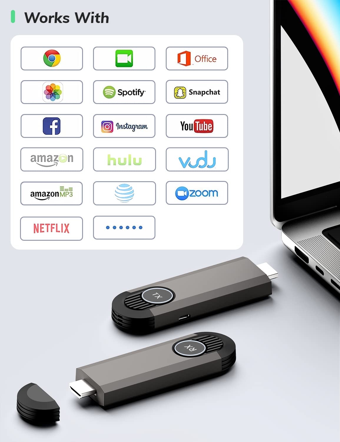 DATUPHY Wireless HDMI Transmitter and Receiver,Plug & Play,Wireless HDMI Extender Kit for Streaming Video/Audio from Laptop/PC to Monitor/Projector/HDTV
