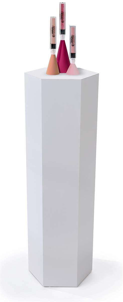 Displays2go Hexagon Retail Riser, Laminate, 42-inch Tall - White (SMHEXPD42WHT)