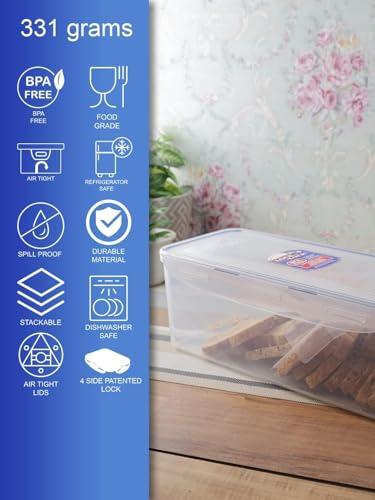 LOCK & LOCK Easy Essentials Food Storage lids/Airtight containers, BPA Free, Bread Box-21.1 Cup, Clear