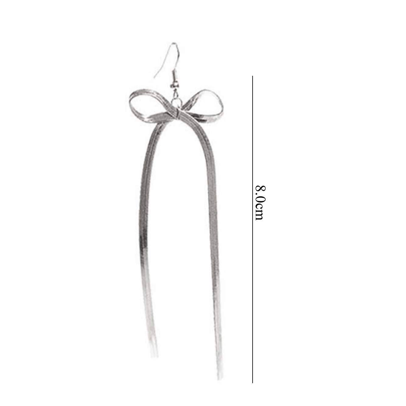 Doubnine Bow-Knot Ribbon Drop Dangle Earrings Handmade Minimal Snake Chain Textured Sweet Jewelry for Women