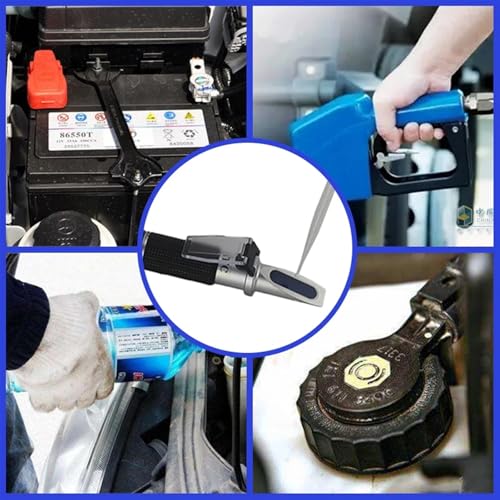KYKYK Refractometer, Handheld 4 in 1 Antifreeze Freezing Point Tester,Ethylene Glycol Car Battery Refractometer with ATCx for Fruit, Homebrewing, Juice, Vegetables