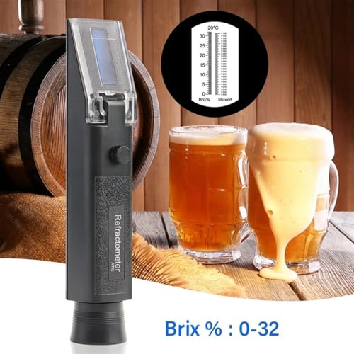 KYKYK Refractometer, Black Refractometer Beer Brix Wort Sugar Alcohol Meter 0-30%1.000-1.120 SG Proportion Handheld Tool Hydrometer Tester for Fruit, Homebrewing, Juice, Vegetables