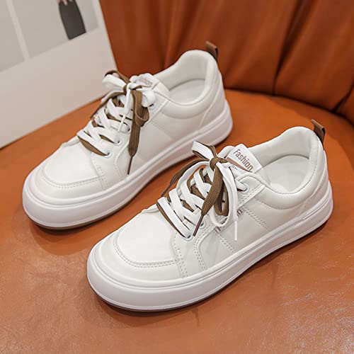 FASDNENDYS Ladies Student Style Fashion Round Head Double Lace Thick Bottom Breathable White Leisure Water Shoes Mens