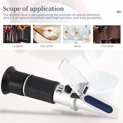 KYKYK Refractometer, Handheld 0-80% Alcohol Refractometer for Spirits Household Liquor Brewing Refractometer Alcohol Concentration Detector for Fruit, Homebrewing, Juice, Vegetables