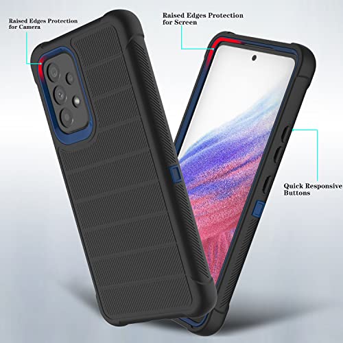 Leptech for Samsung Galaxy A53 5G Phone Case with Glass Screen Protector, [Holster Series] Belt Clip Protective Hard Tough Full Heavy Duty Rugged Military Shockproof Armor Cell Phone Cover (Black)