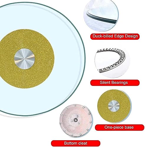 Lazy Susans Turntable Lazy Susan Turntable 50-120 Cm Round Glass Rotating Tray For Kitchen Dining Table Serving Plate ,Large Silent Tabletop Organizer,300KG Bearing For Banquets Party (Color : Gold