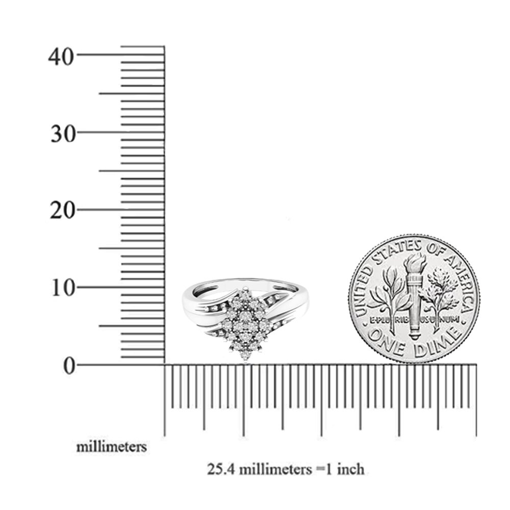 Dazzlingrock Collection 0.10 Carat (ctw) 10K Round White Diamond Ladies Cluster Flower Ring 1/10 CT, White Gold, Size 8.5