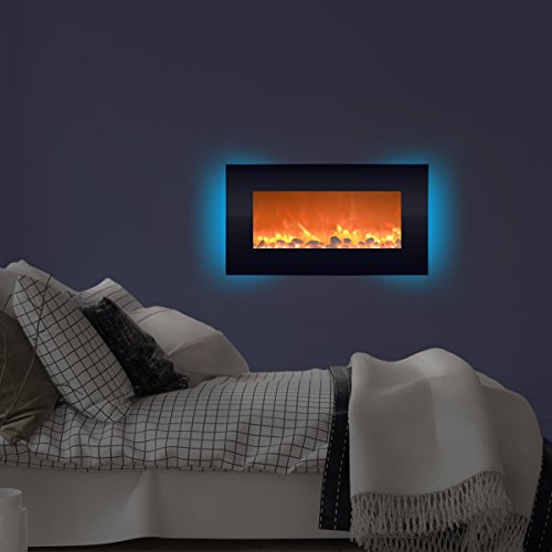 Northwest Electric Fireplace-Wall Mounted with 13 Backlight Colors Adjustable Heat and Remote Control-31 inch (Black), 31"