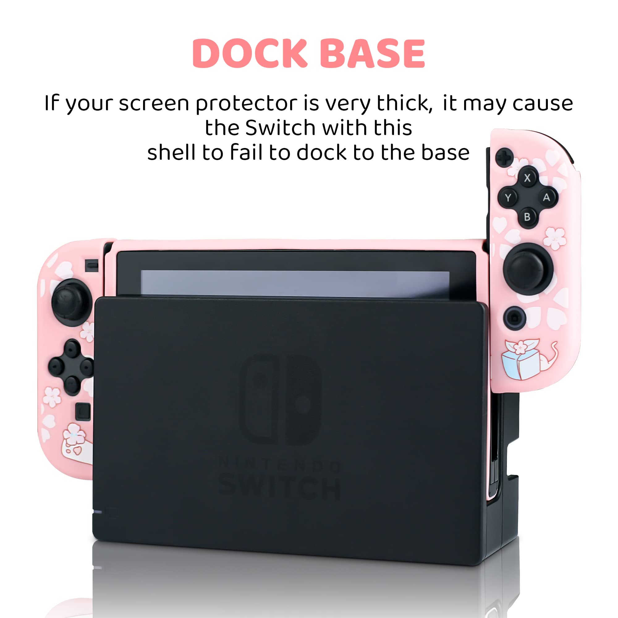 FANPL Pink Cute Case for Nintendo Switch, Soft TPU Protective Case Compatible with Switch Console and Joy Con Controller, Kawaii Switch Skin Accessories for Girls - Sakura Cat Pattern