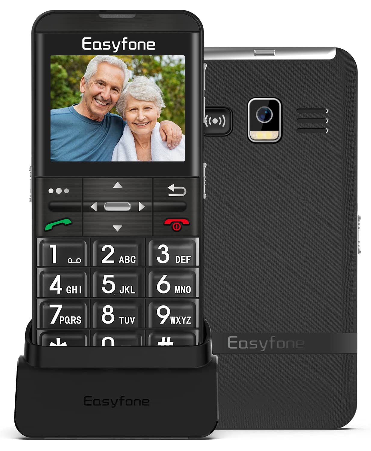 Easyfone Prime-A7 4G Unlocked Big Button Cell Phone, Feature Cell Phone for Seniors and Kids, SOS Button with GPS, Hearing Aid Compatible and Convenient Charging Dock, FCC Certified, White