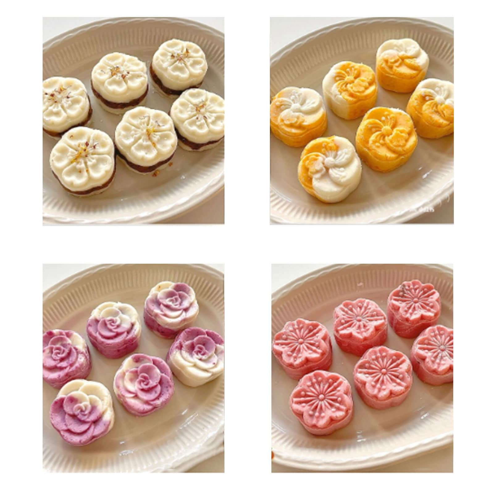 Fruit mid-autumn moon cake press mold, hand-pressed mooncake dessert DIY with 1 stamp flower, moon cake puff pastry press mold DIY (1 Chestnut Stamp-1)