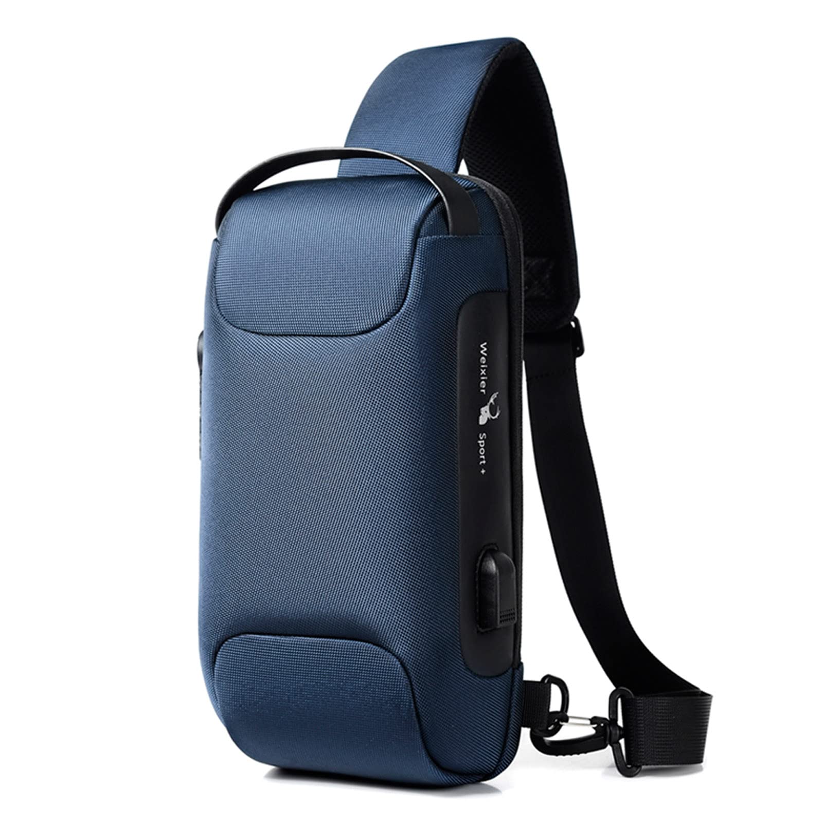FANDARE Anti-Theft Sling Bag Chest Shoulder Backpack Crossbody Bags for Men Women Cover Pack Hiking Small Rucksack with USB Charging Port for Business Travel Hiking Bicycle Sport Gym Pack New Blue