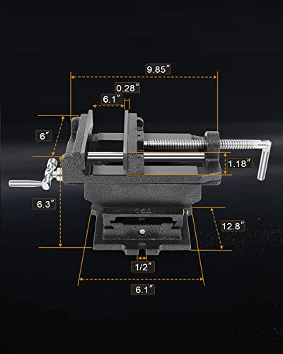 GYZJ ๐" ๐๐ซ๐จ๐ฌ๐ฌ ๐๐ฅ๐ข๐๐ ๐๐ข๐ฌ๐ Drill Press Milling Vise, ๐ in Jaw Width, ๐.๐ in Max Jaw Opening, Bench Mount Clamp Machine Vice Holder Clamping Tool for CNC Woodworking Milling Machine
