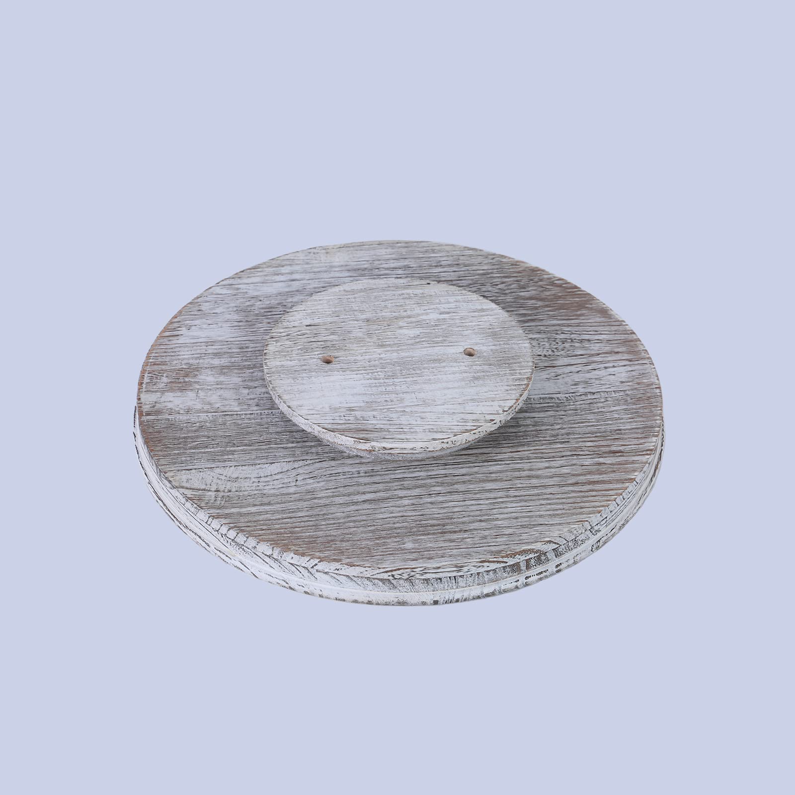 Dimusel Round Wooden Decorative Tray, Distressed Farmhouse Tray, Wooden Rustic Ornaments for Coffee Plate Cakes Dessert Fruit Platters or Kitchen Decor