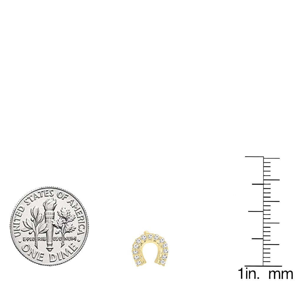 Dazzlingrock Collection 0.13 Carat (ctw) 14K Round White Diamond Ladies Horse Shoe Earrings, Yellow Gold